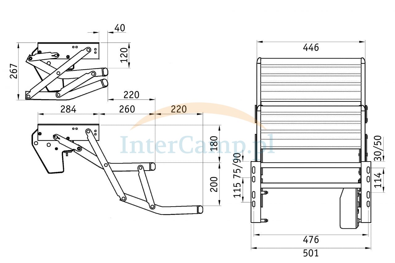 Wysuwany stopień podwójny Thule 12 V 440 Aluminium | InterCamp
